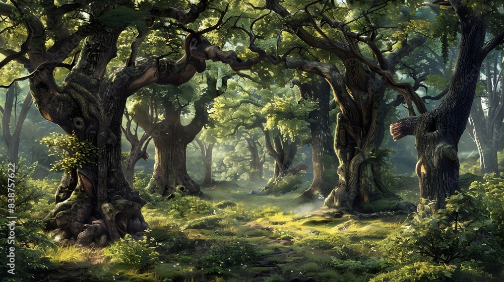 Jungle landscape with tree and sunshine background, Generative Ai Stock ...
