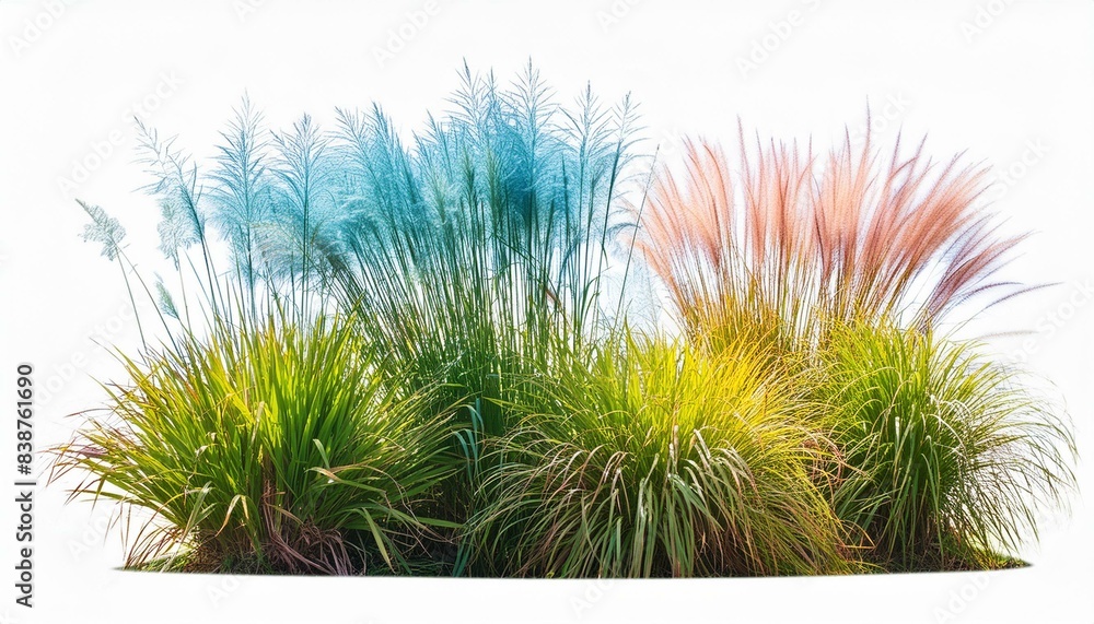 This tall grass bed showcases feather reed and blue fescue varieties ...
