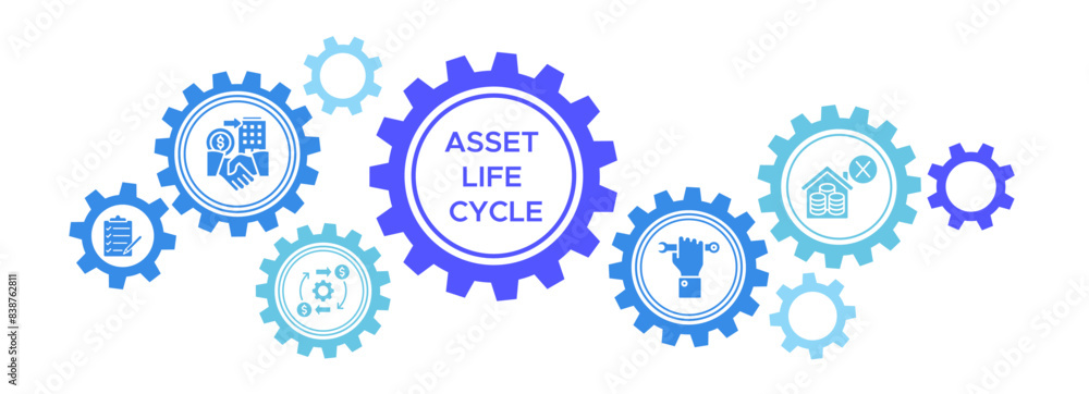 Vetor de Asset life cycle banner web icon vector illustration concept ...