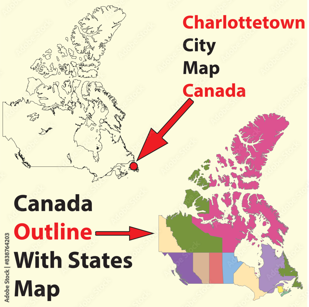 Charlottetown map vector of Canada, Charlottetown line map ...
