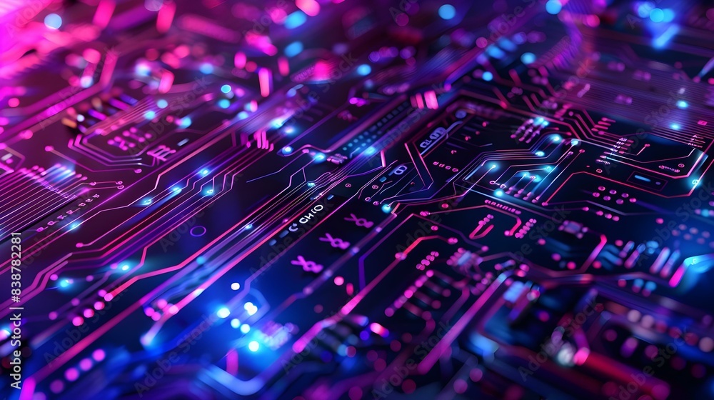 Blue and Purple Technology Background with Circuit Patterns Stock ...