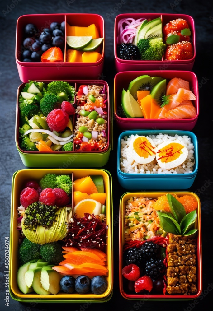 colorful bento box lunches fresh ingredients healthy eating, food, meal ...