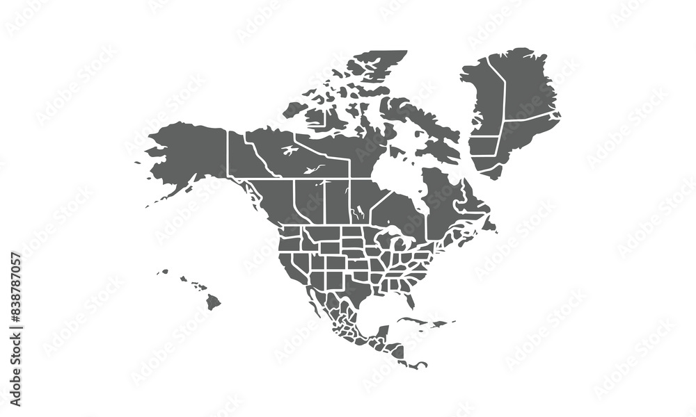 North American country.map isolated on white background. for website ...
