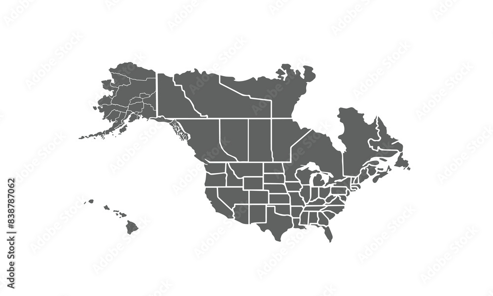 North America map isolated on white background. for website layouts ...