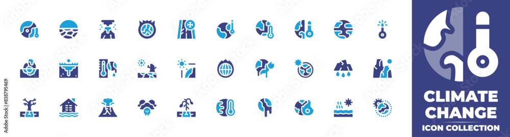 Climate change icon collection. Duotone color. Vector and transparent ...