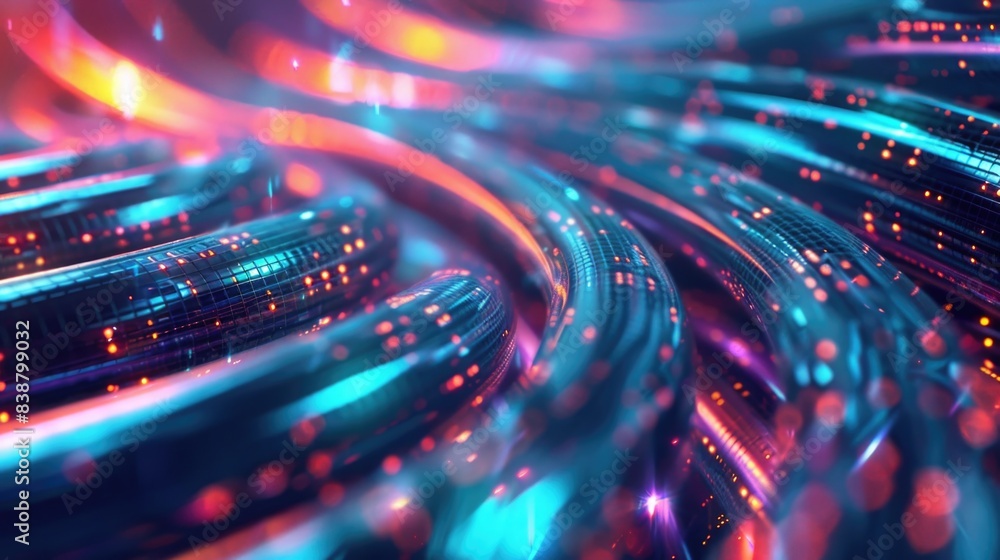 Visible Glowing wires in data cable cross section Stock Illustration ...