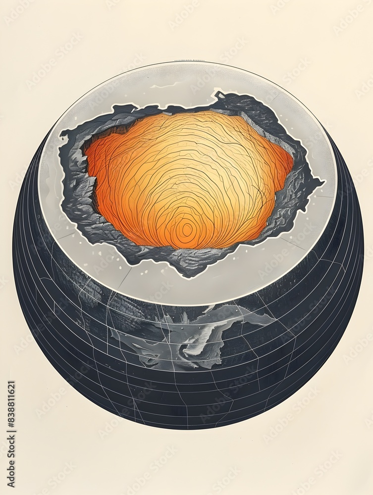 Cutaway View of Earth s Concentric Spherical Layers in Minimalist ...