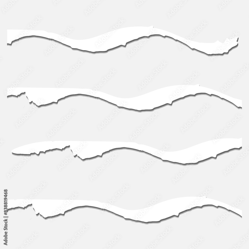 Torn paper frames with rough edges vector set. Black square shapes with ...