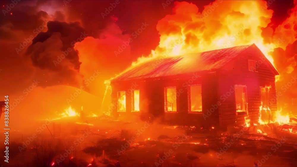 House on Fire: Emergency Response Fire Department on scene. Concept ...