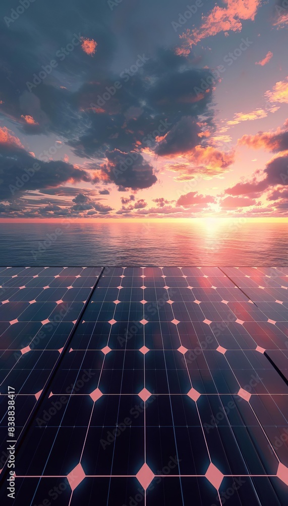 Solar panel array front view harnessing sunlight technology tone ...