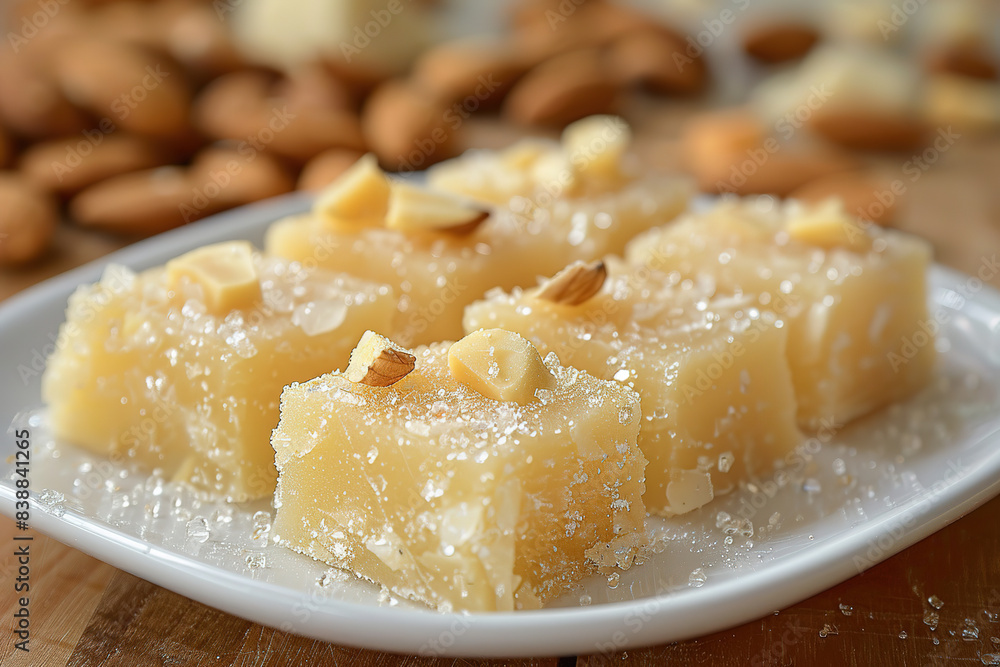Indian Sweet Food Badam Barfi Also Know As Mithai, barfee, Mawa Barfi ...