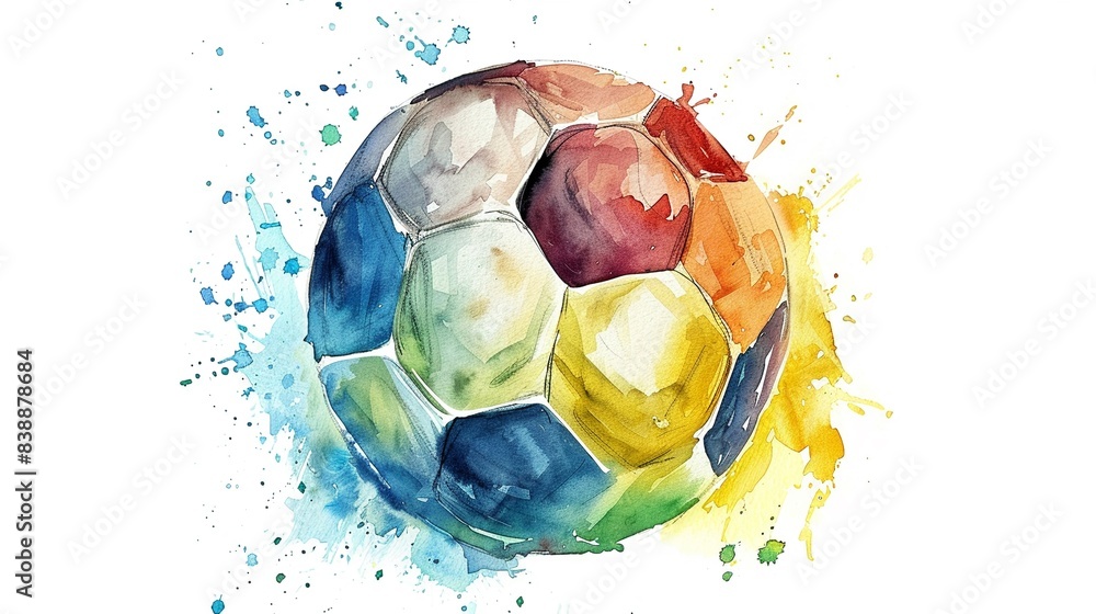 Playful watercolor soccer ball, clipart isolated, for inspiring future ...