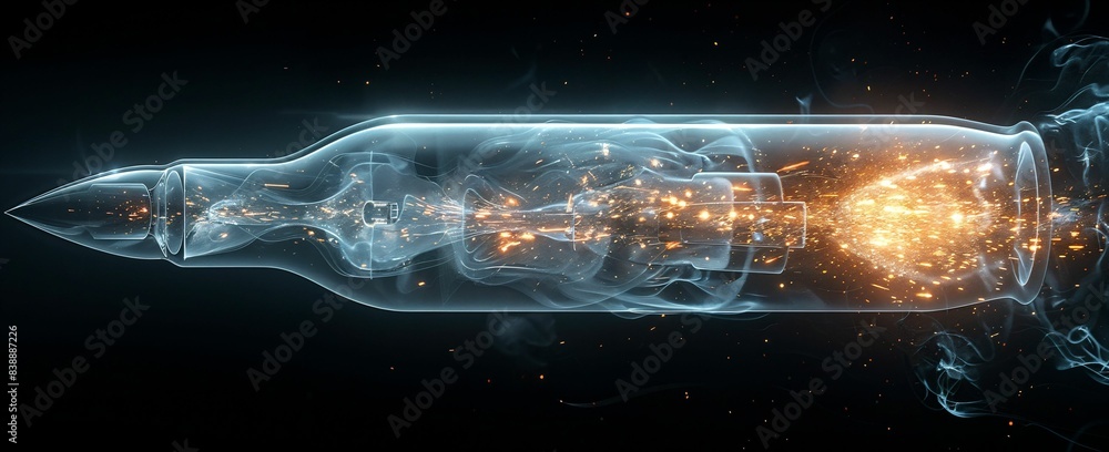 Forensic X-ray of a bullet wound, clear entry and exit points, high ...