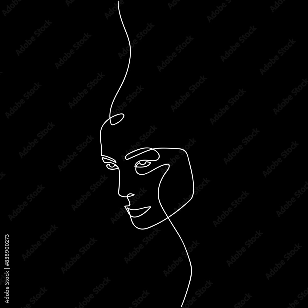 Continuous line envious face. Hand drawn line art of person who looks ...