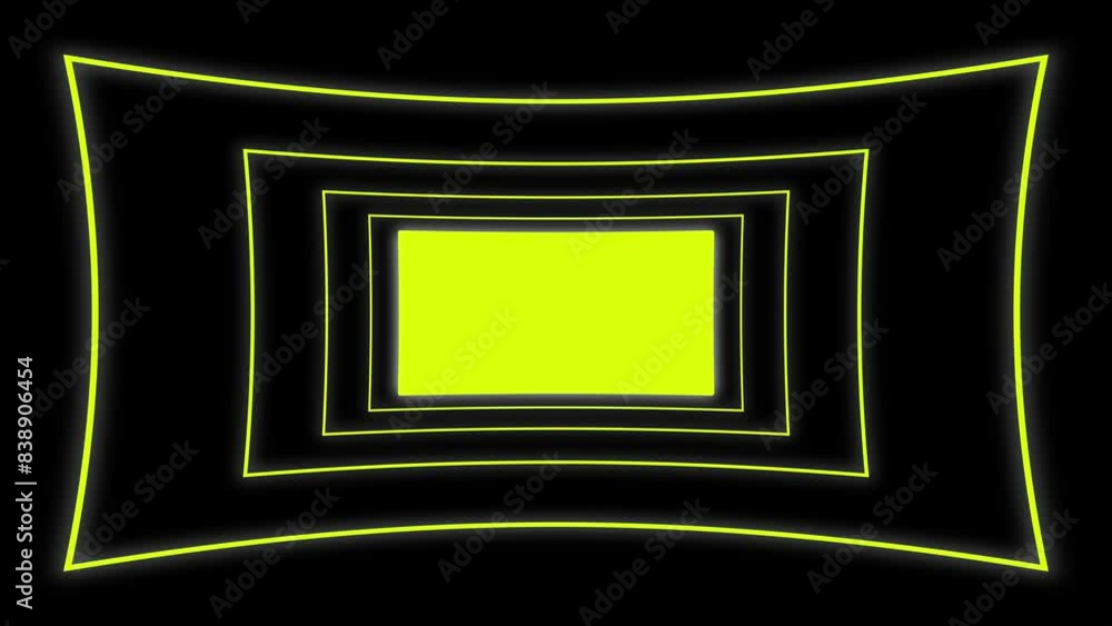 Yellow rectangles frames border zooming flying forward through ...