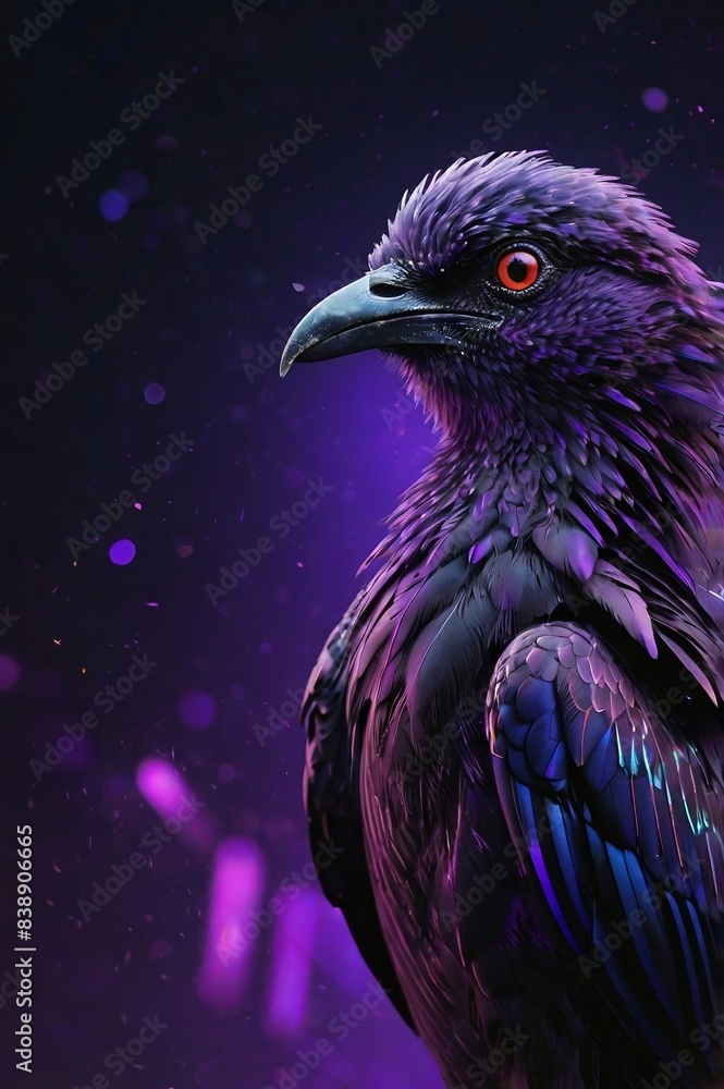 Majestic and Mysterious Purple Raven with Dark Background | Ai ...