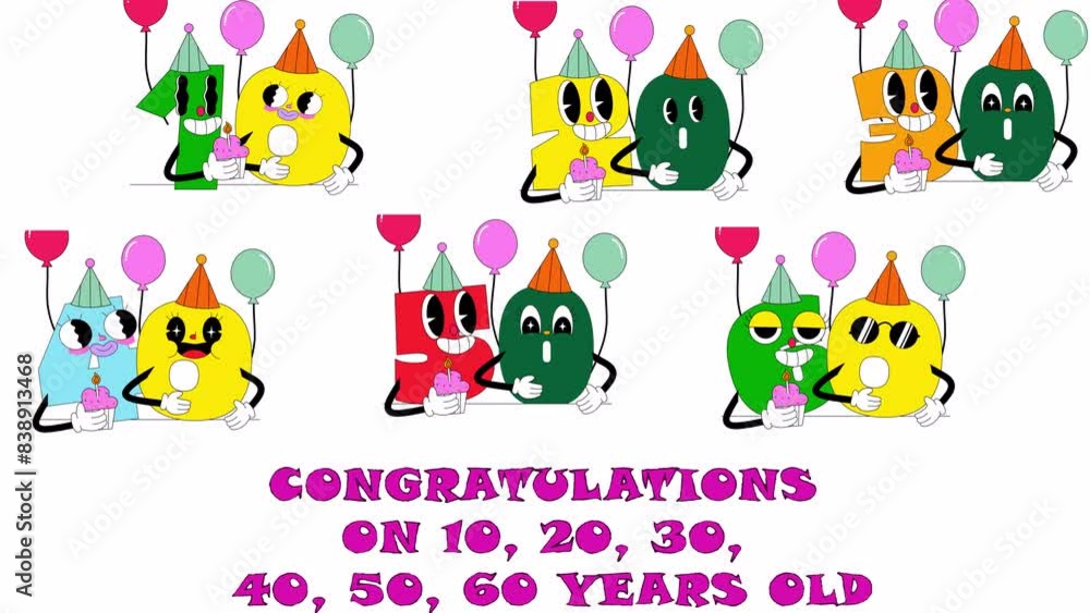 Set of 6 animated stickers for anniversaries and birthdays. Animated ...