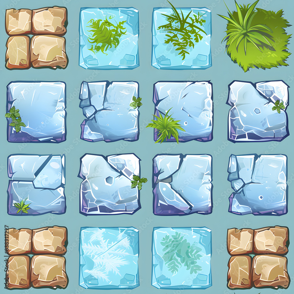 Top view 2d game square tiles. Game texture tiles. 2D cartoon level ... Top view 2d game square tiles. Game texture tiles. 2D cartoon level ...