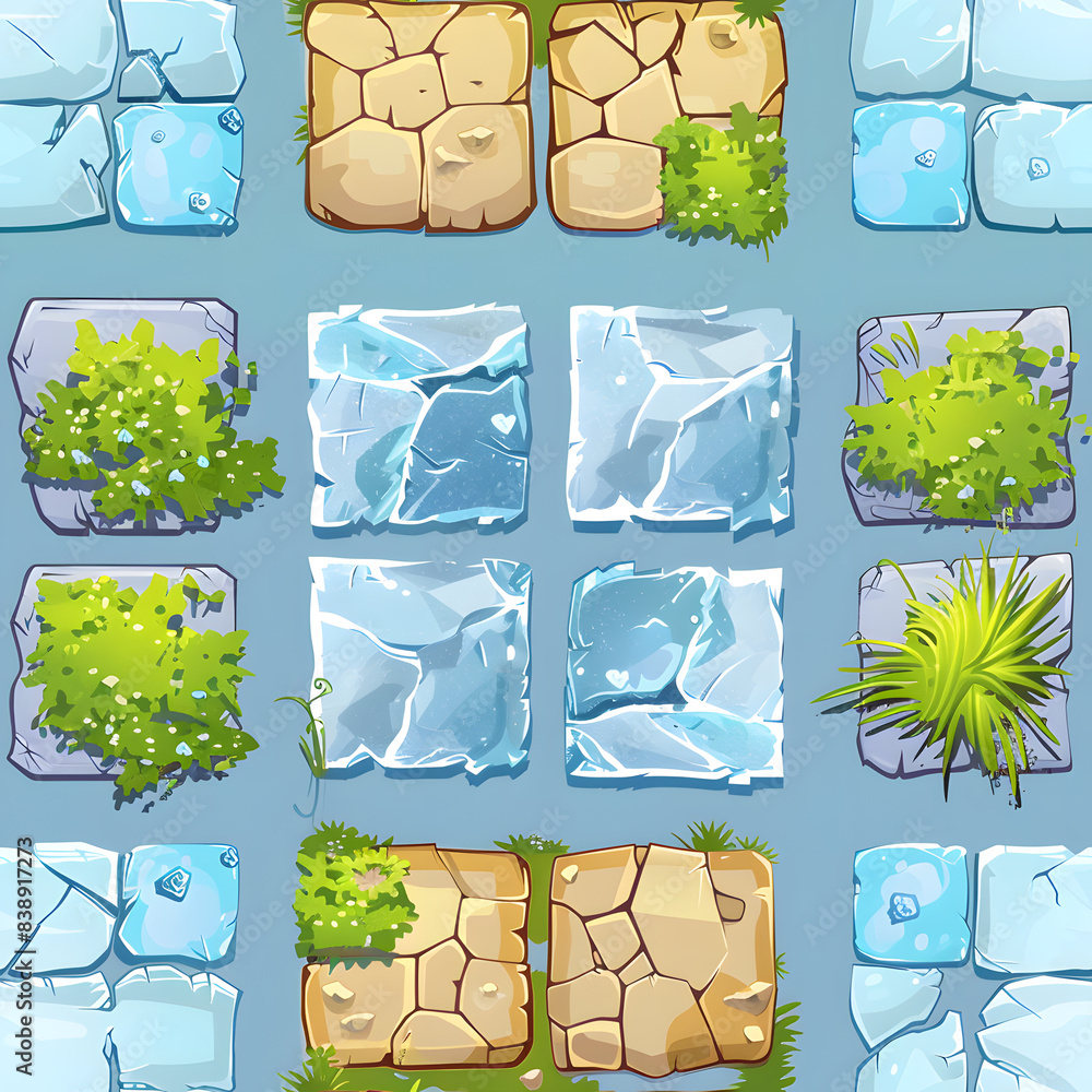 Top view 2d game square tiles. Game texture tiles. 2D cartoon level ... Top view 2d game square tiles. Game texture tiles. 2D cartoon level ...