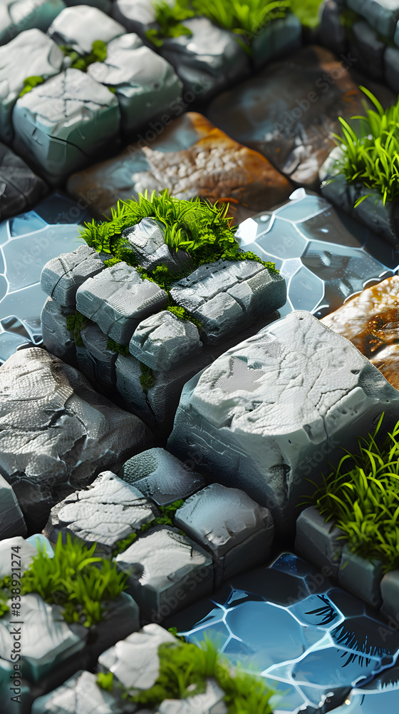 Isometric 2d Game texture tiles. 2D cartoon level ground blocks of ...