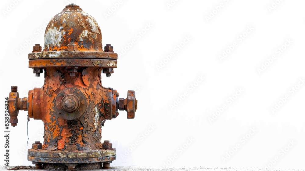 rusty old fire hydrant on isolated white background, Material work ...