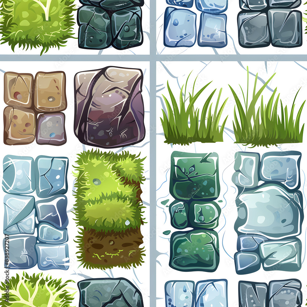 Top view 2d game square tiles. Game texture tiles. 2D cartoon level ... Top view 2d game square tiles. Game texture tiles. 2D cartoon level ...