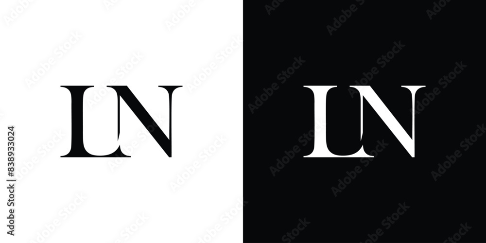 Abstract serif letter LN logo in black and white color for beauty and ...