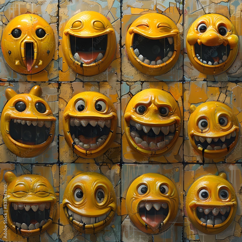 Sure, here is a description for the image: Smiling emoji faces in ...