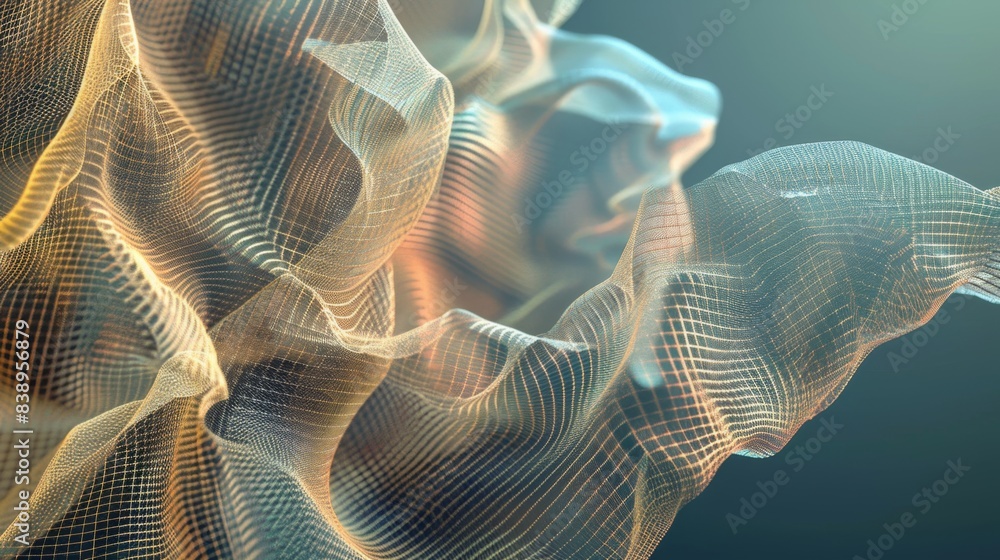 Abstract digital mesh background with dynamic flowing lines and vibrant gradient colors ...