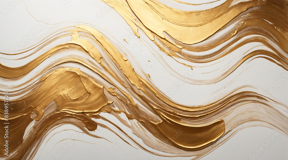 Abstract luxury gold and white background with gold acrylic paint and ...