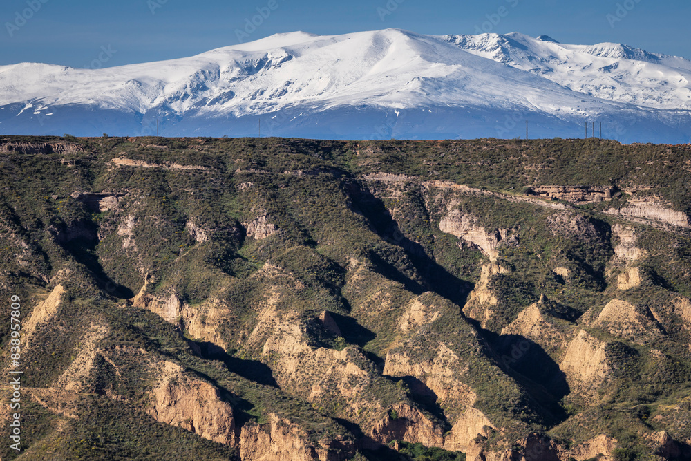 Las Majadillas, Gorafe desert, Gor river valley, Sierra Nevada in the ...