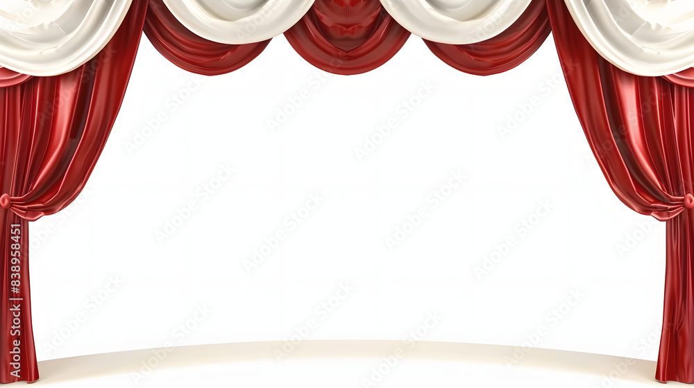 theater scene and the white curtain. - theater stage image isolated on ...