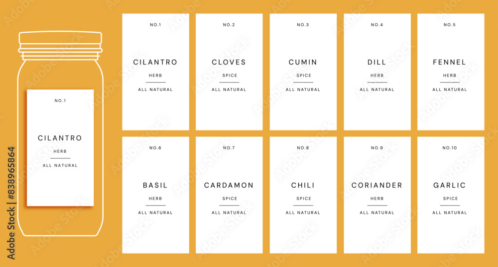 kitchen pantry labels premade design template for herbs and spices ...