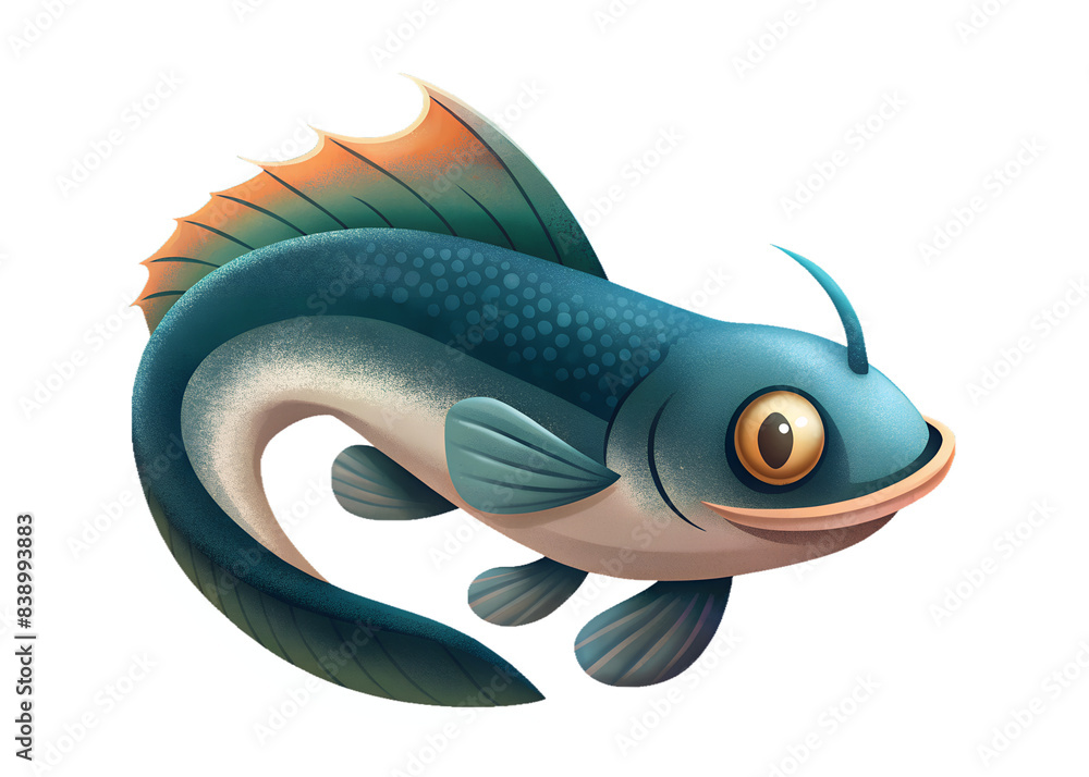 Cartoon style illustration of cute Snakehead fish isolated on ...