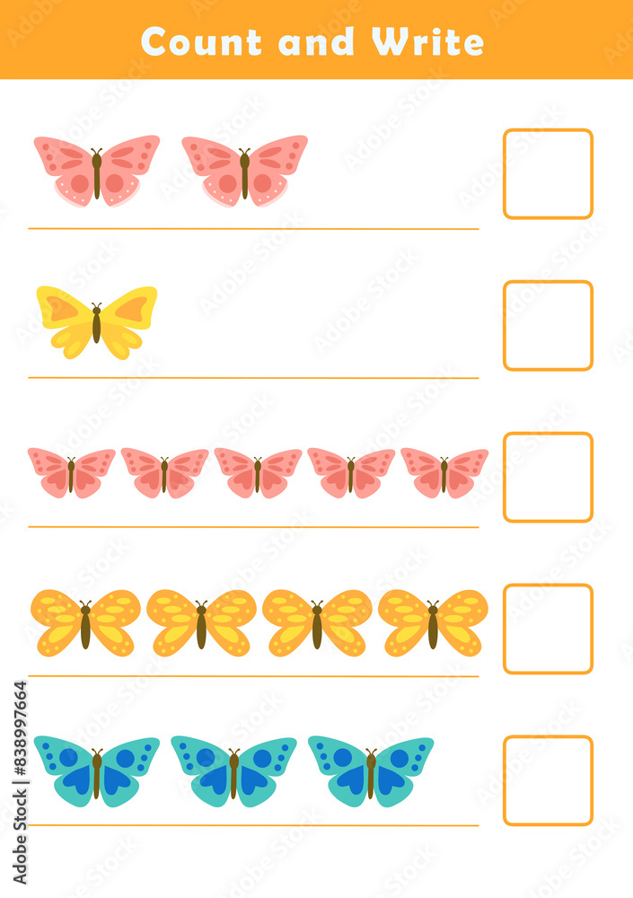 Count and write numbers 1-5. Counting objects worksheet for kids ...