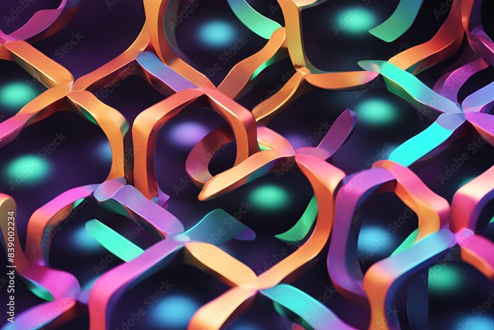 Sensorial abstract logo elastic 3d color full metalic x2 light, render ...