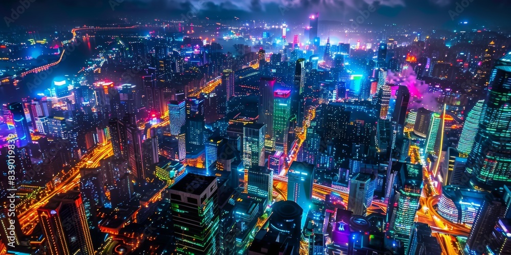Futuristic Skylines Illuminated - 4K HD Wallpaper of Neon Lights and ...