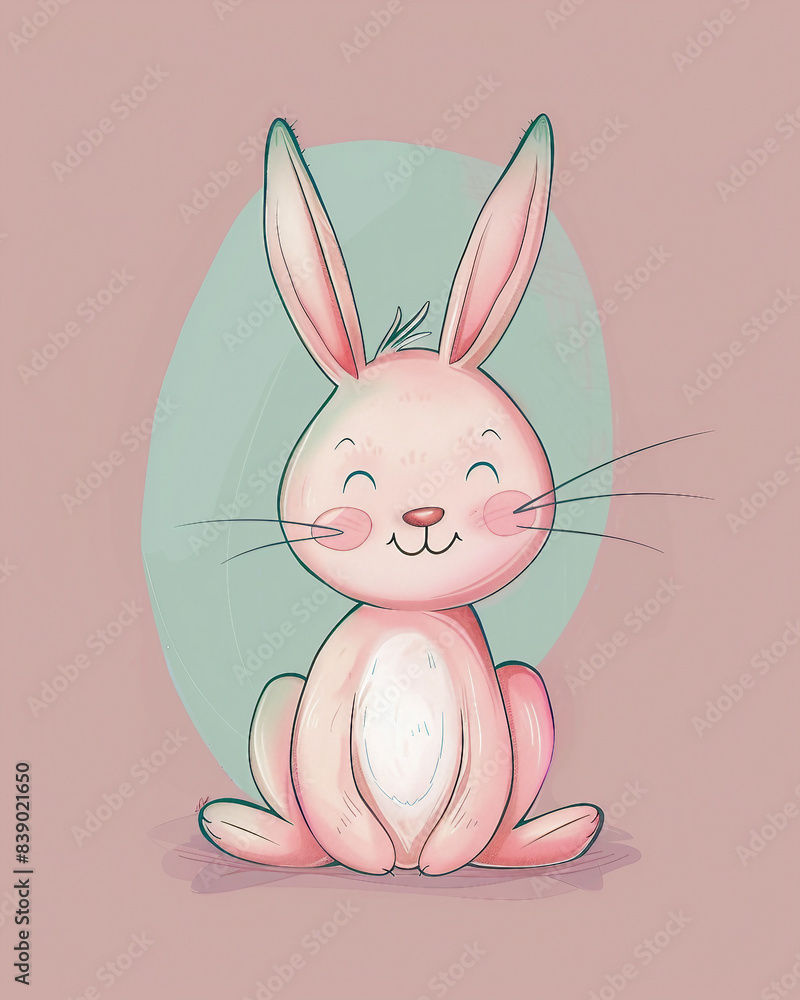 Minimalistic Full-Body Bunny Illustration in T-pose, Humorous Style ...