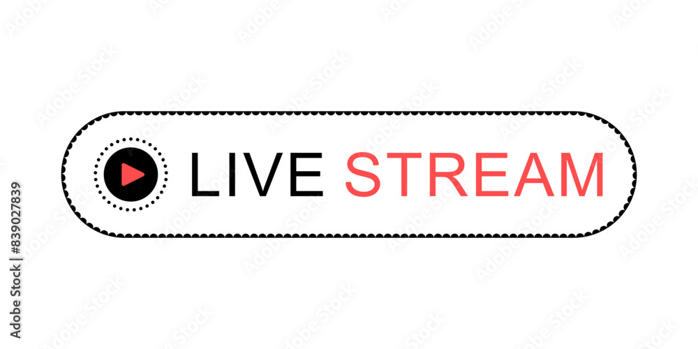 Live Stream - Banner with red, white, and black colors, isolated on ...