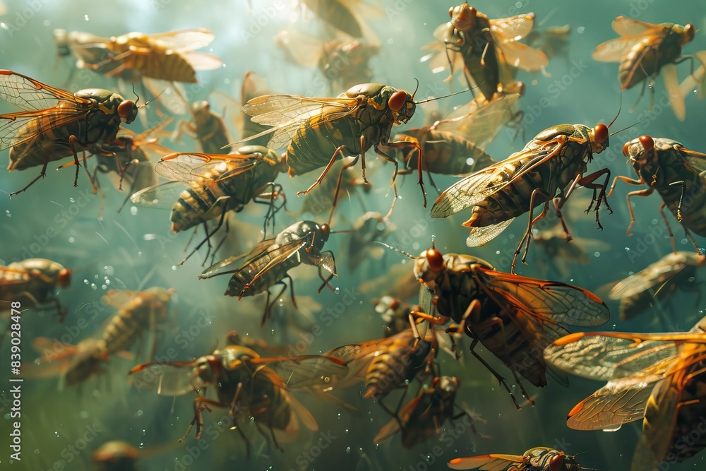 Cicadas Invasion, a Huge Number of Cicadas in City, Clouds of Insects ...