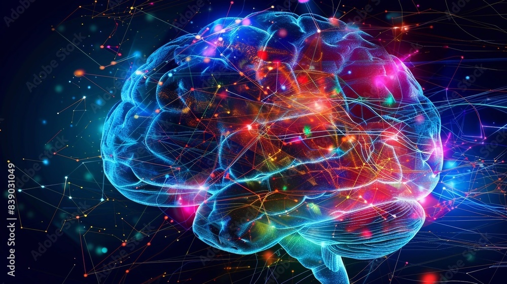 visually stunning illustration of brain connected to complex network of ... visually stunning illustration of brain connected to complex network of ...