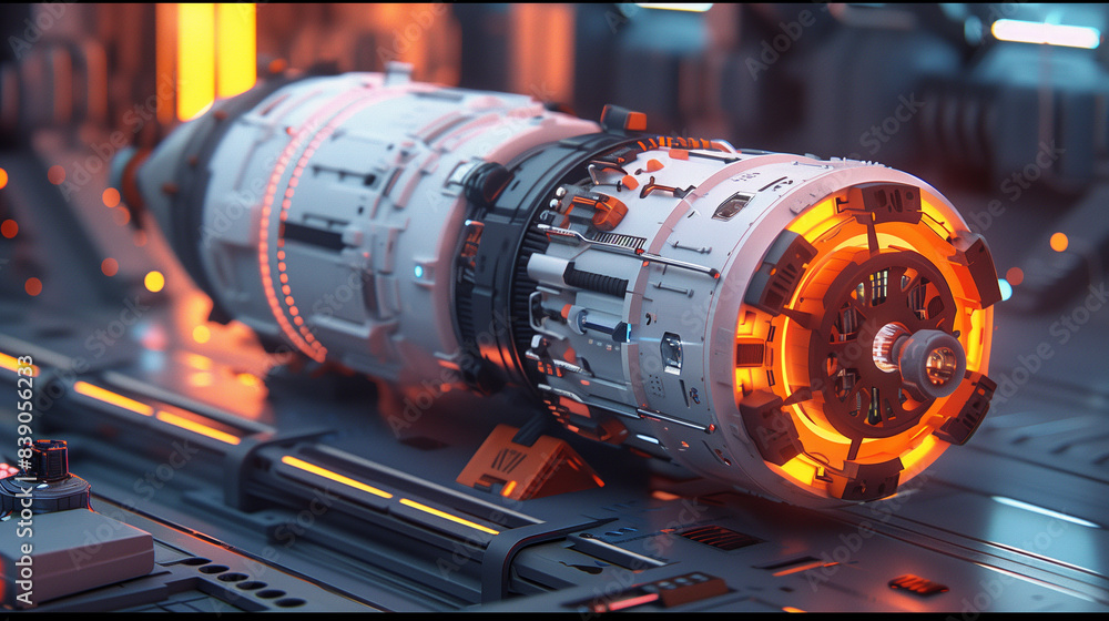 Futuristic Reactor Core. A highly detailed 3D rendering of a futuristic ...