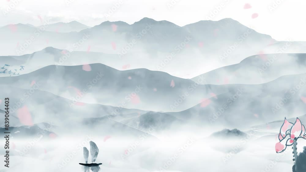 Mysterious landscape China's traditional Oriental Digital Art animation ...