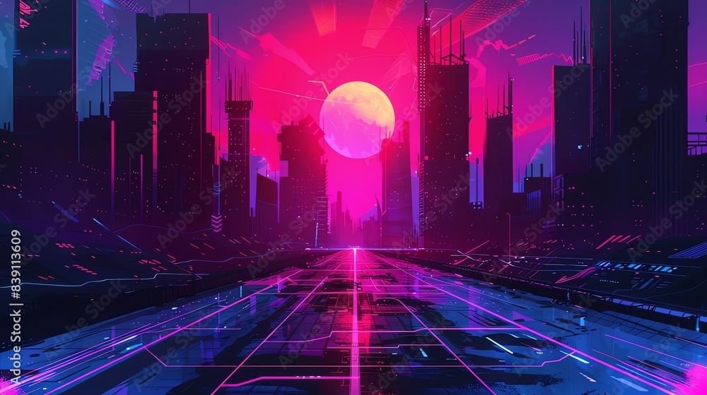 Retrofuturistic Cyberpunk, border, background Wallpaper, blank in the ...