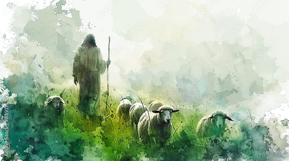 Digital watercolor painting of Jesus Watercolor painting, Jesus guiding ...
