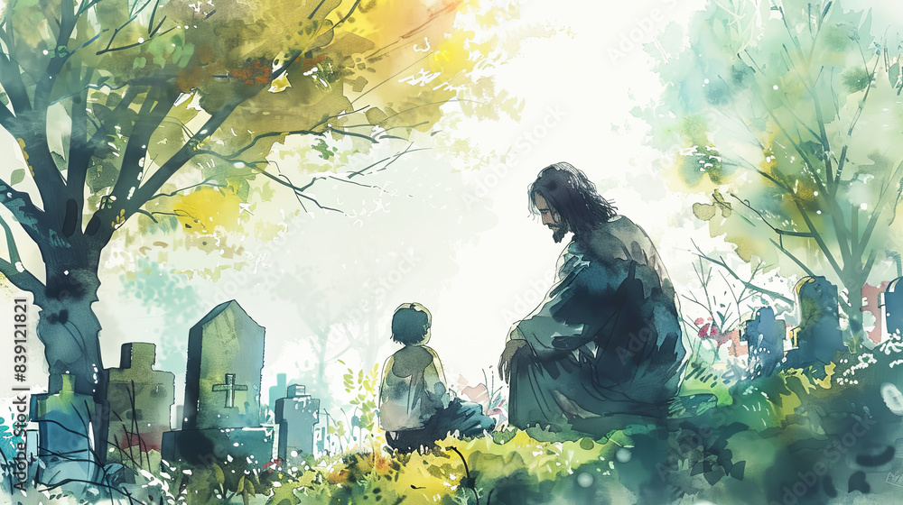 Digital watercolor painting of Jesus Watercolor painting, Jesus ...
