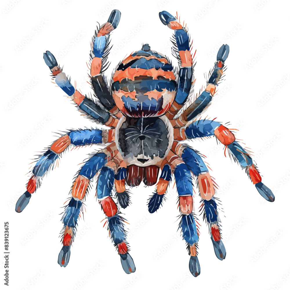 Watercolor painting vector of a tarantula (spider), isolated on a white ...
