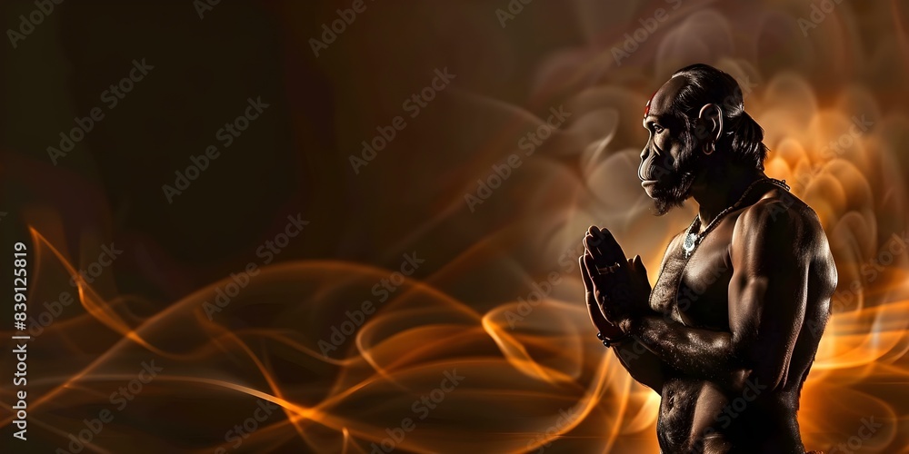 Hanuman the brave Hindu monkey god stands as a divine protector ...