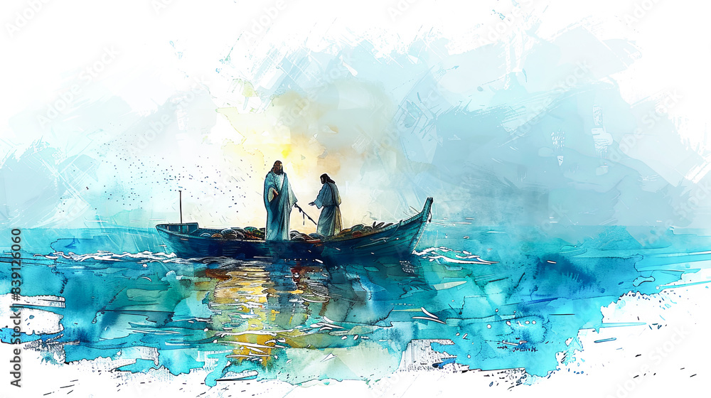 Digital watercolor painting of Jesus Watercolor painting, Jesus guiding ...