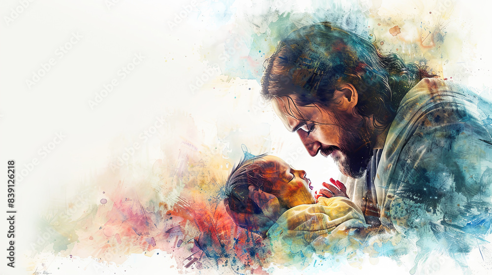 Digital watercolor painting of Jesus Watercolor painting, Jesus ...